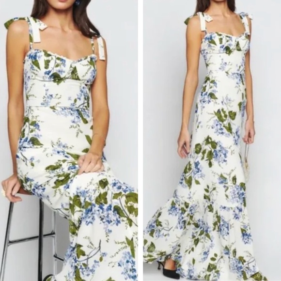 Reformation | Dresses | Nwt Reformation Jasen Maxi Dress Riviera Blue ...